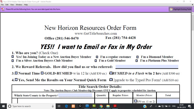 Title Search Order Form | Title Search Central